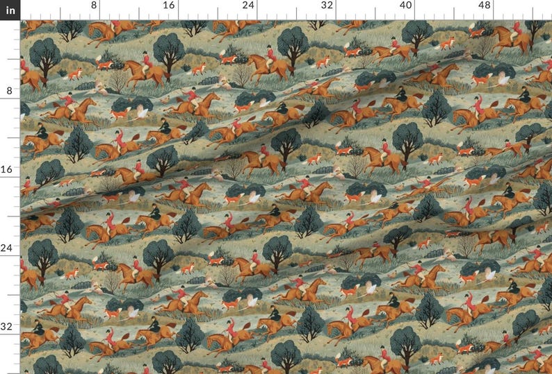 Anglophile Fabric - Fox Hunt Bold by Taranealart - British Horses Hunt ...
