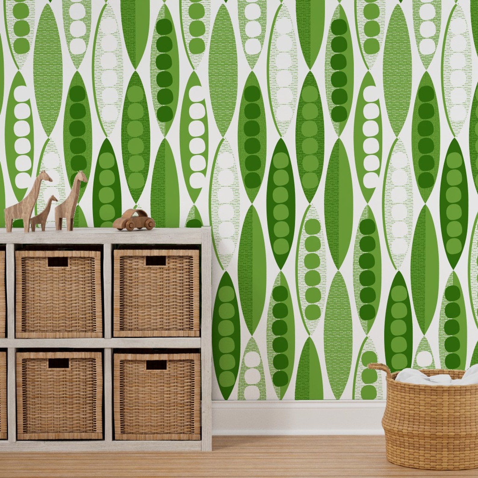 Mid Century Mod Wallpaper Pod by Spellstone Mod Green Pea - Etsy