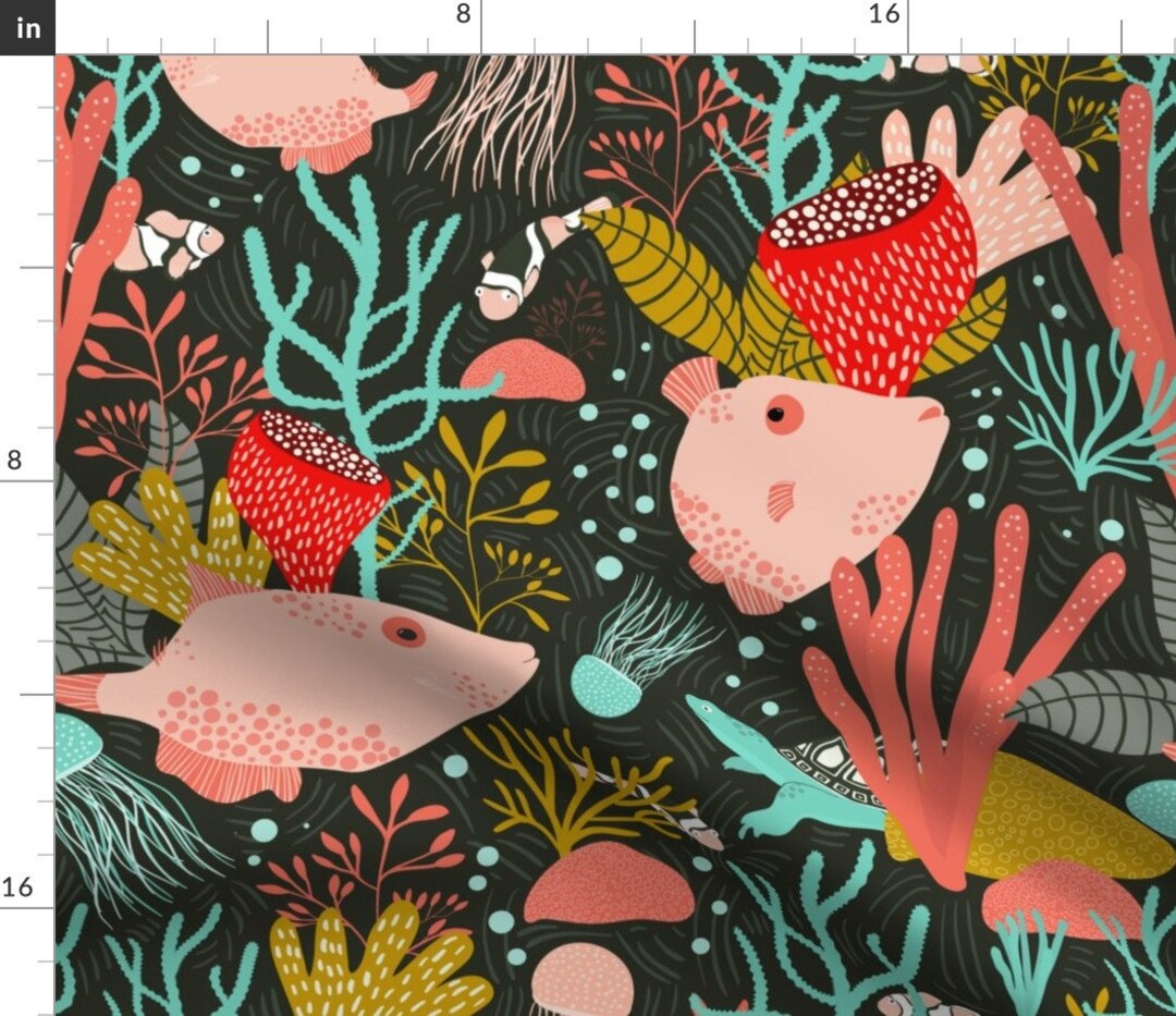 Marine Life Fabric Marine Life by Melarmstrongdesign Marine - Etsy