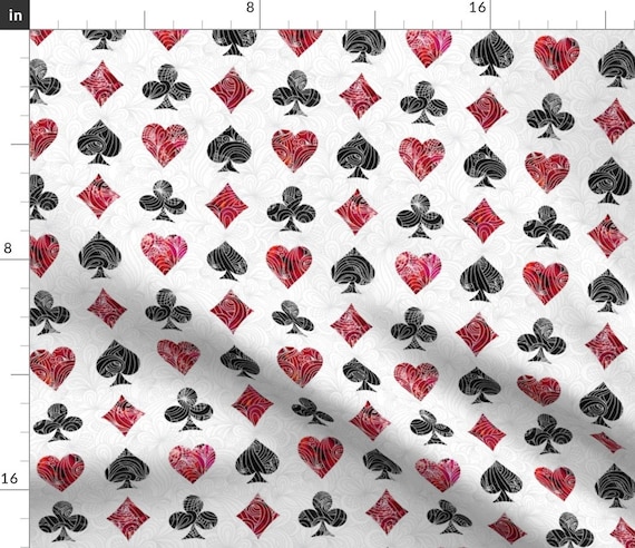 Playing Cards Fabric Playing Cards By Eleterart Black Red | Etsy