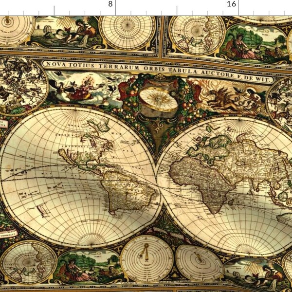 Old World Map Fabric Old World Map by Whimzwhirled Old World Map ...