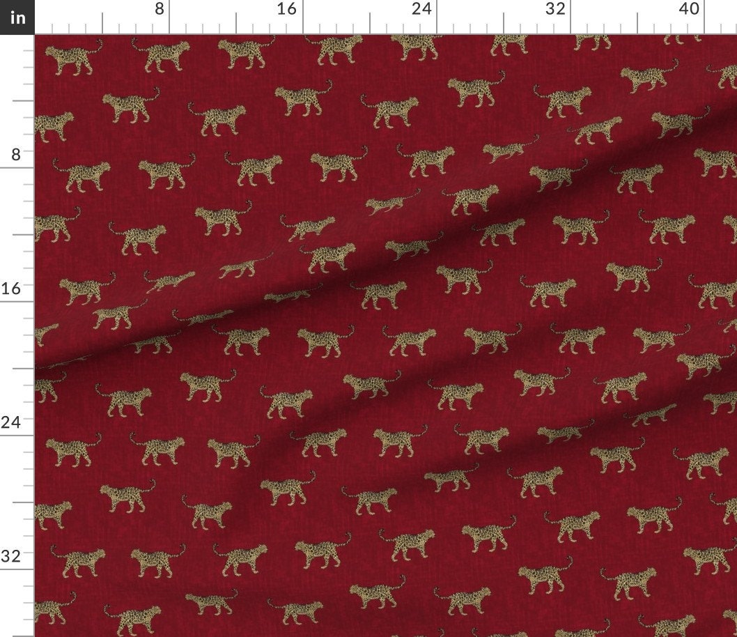 Leopard Fabric Leopard Texture Red By Kimsa Leopard Red | Etsy