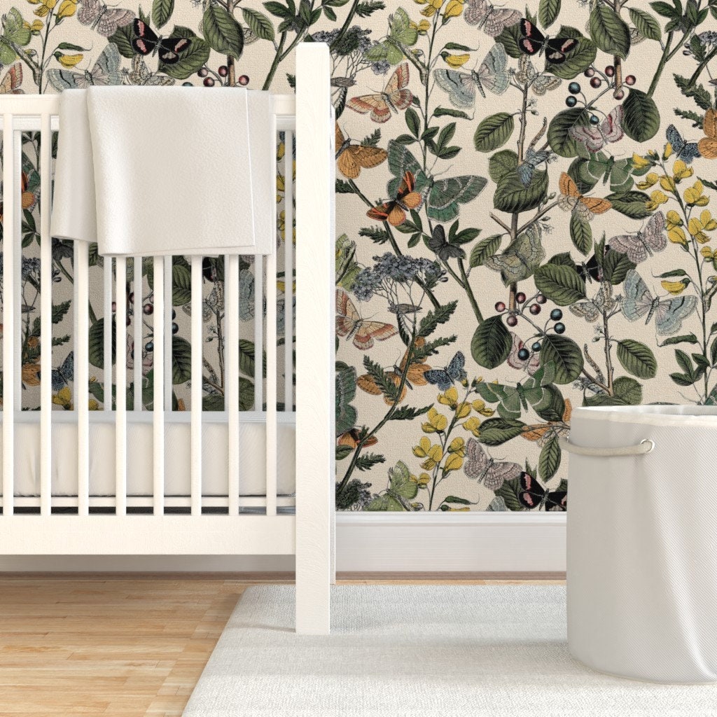 Butterfly Botanical Wallpaper Butterfly Garden by - Etsy
