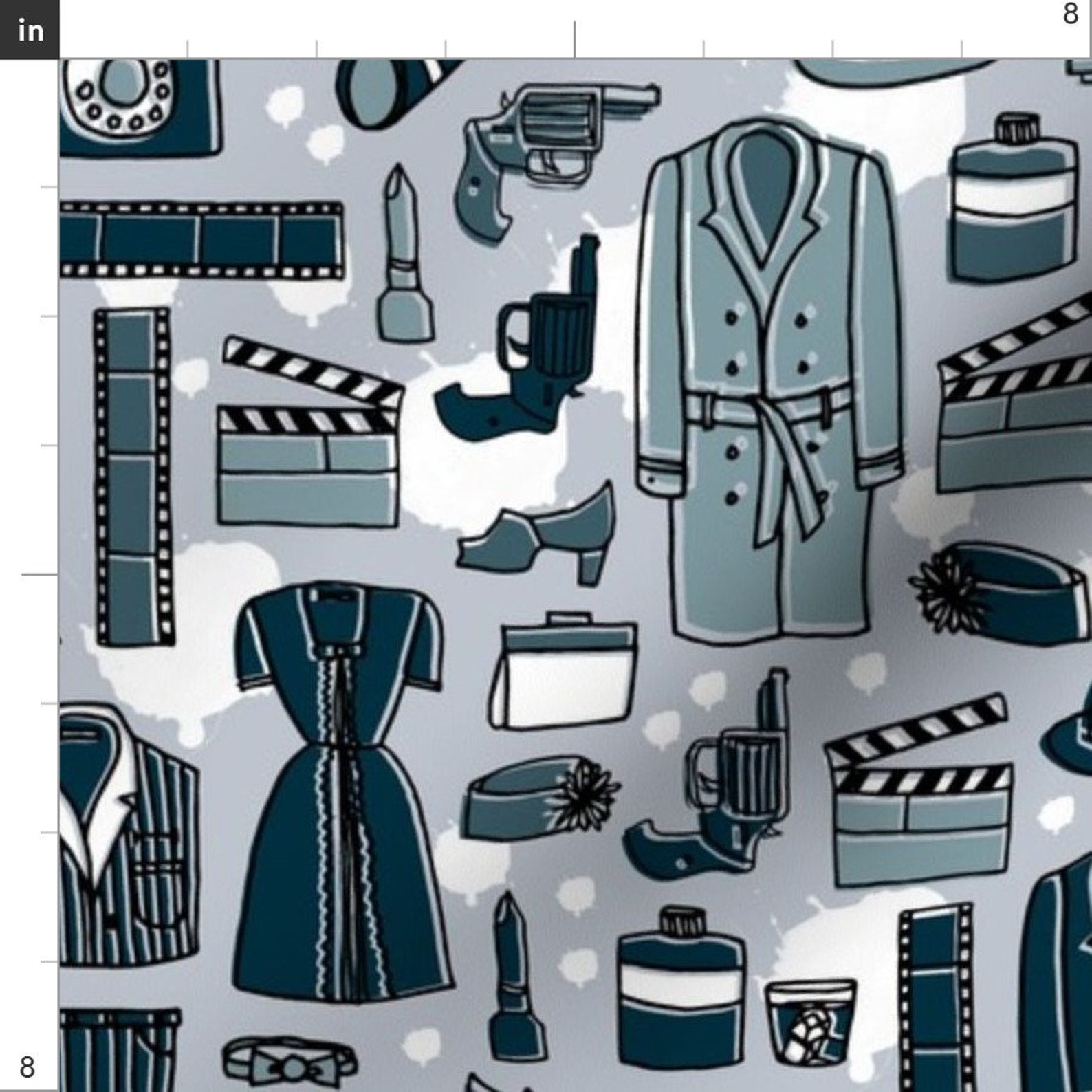 Movie Fabric Film Noir // Silent Movies Film Andrea Lauren | Etsy