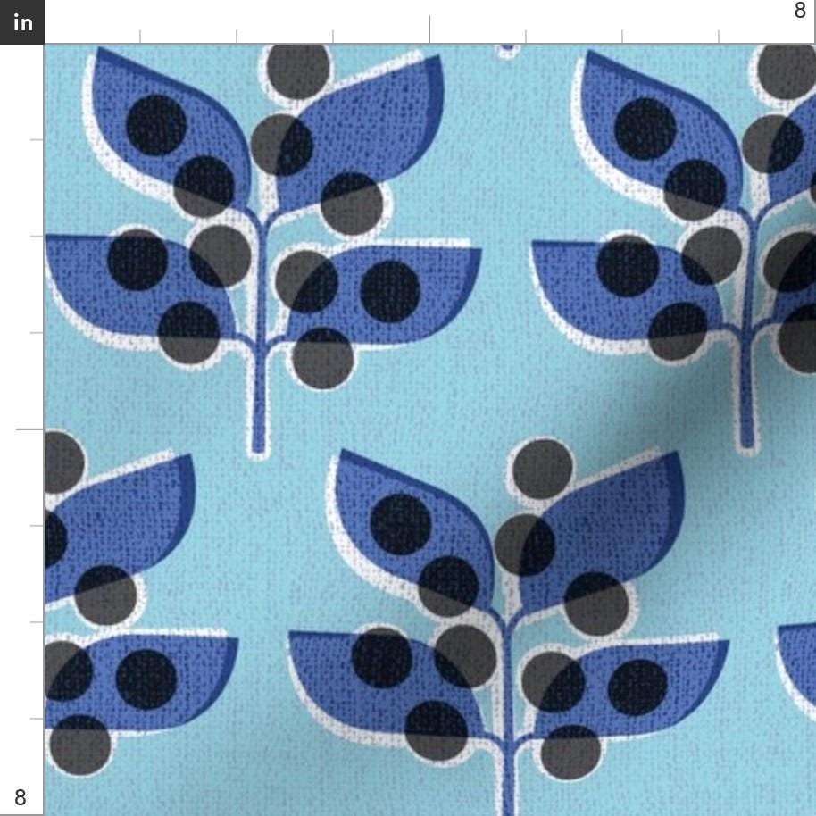 Mid Century Modern Berries Fabric - Autumn Berries (on Blue) by ...