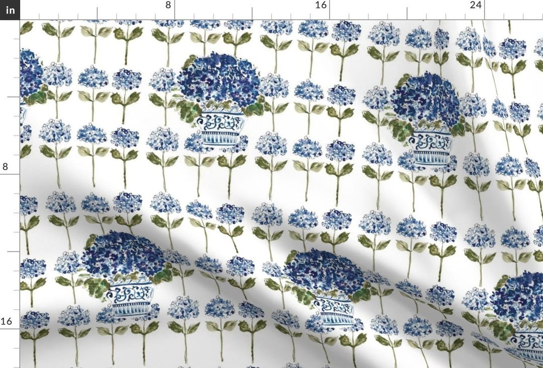 Blue Fabric - Hydrangea Chinoiserie by Nancy_aiken_campbell - French ...