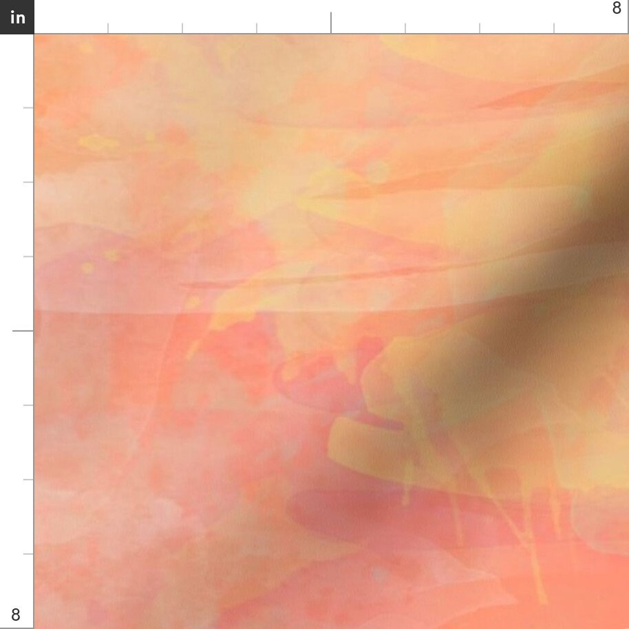 Batik Fabric Coral Sunset Watercolor Paint Effect by - Etsy