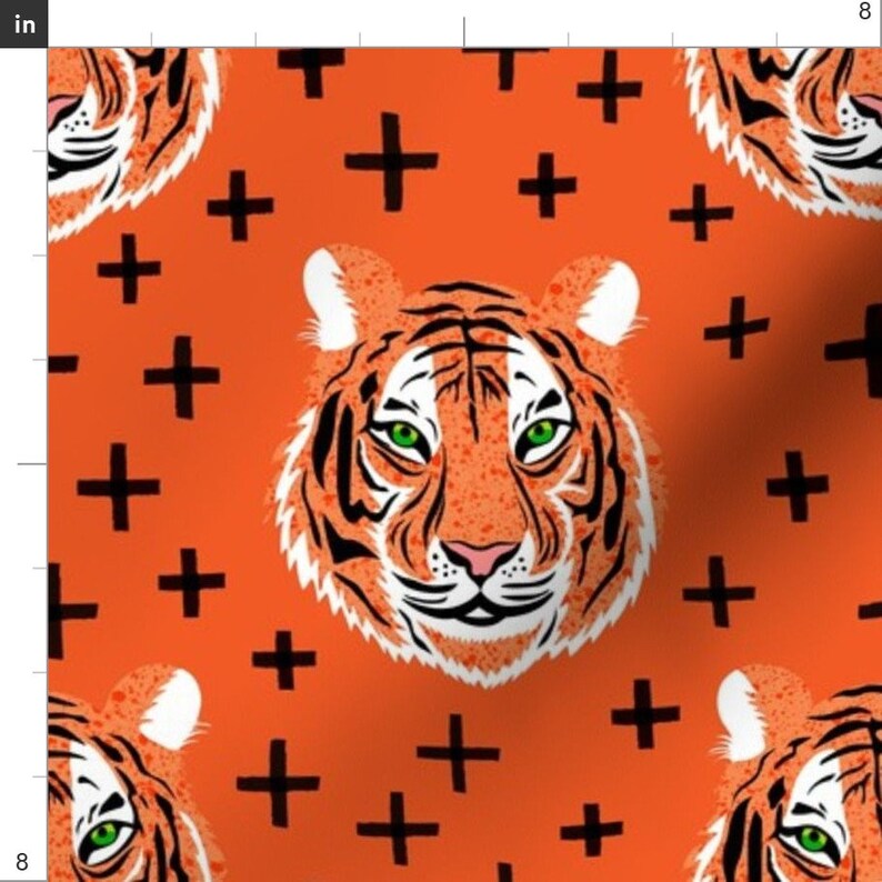 Orange Tiger Fabric Tigers Tigers Tigers by Vo Aka - Etsy