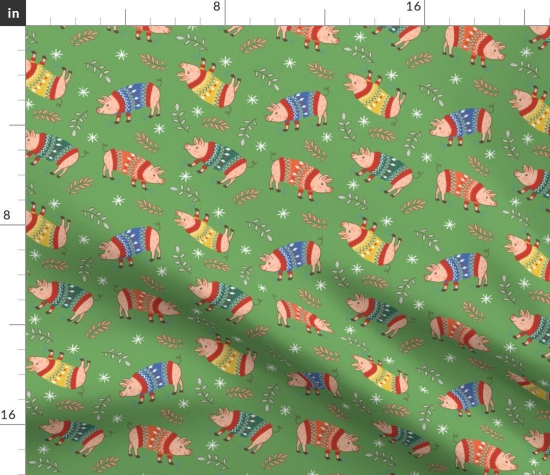 Christmas Pigs Fabric Christmas Pigs by Emily_bolter_designs Bright ...