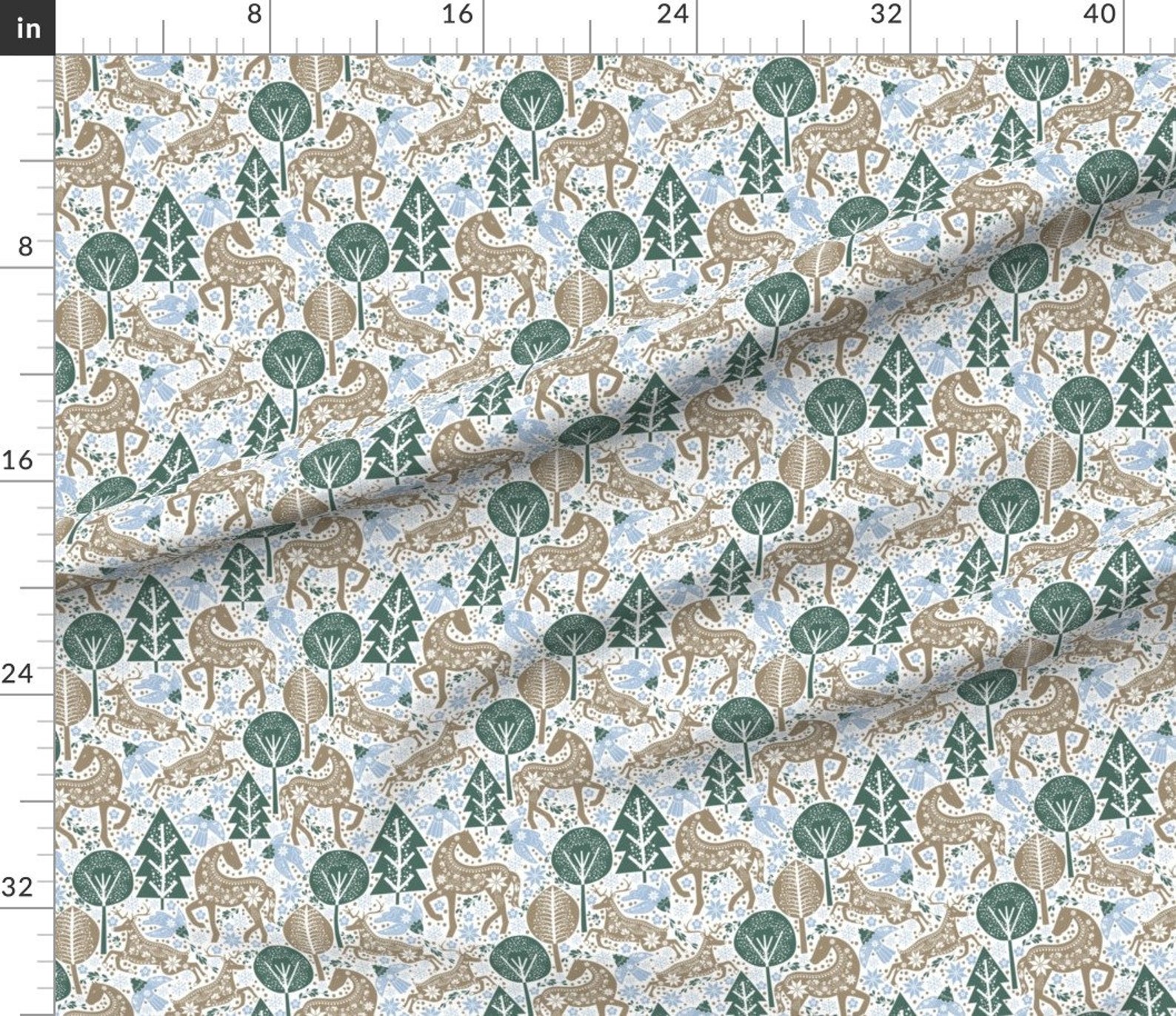 Forest Fabric Scandinavian Folk Art by Famenxt Forest - Etsy