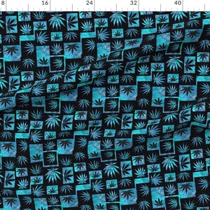 Layered Marijuana Leaves Fabric - Marijuana Leaf Turquoise Squares by ...