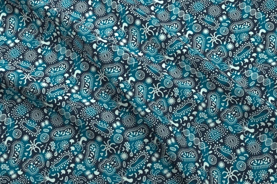 Cells And Germs Fabric Microbes Ditsy By Heleen Vd Thillart | Etsy