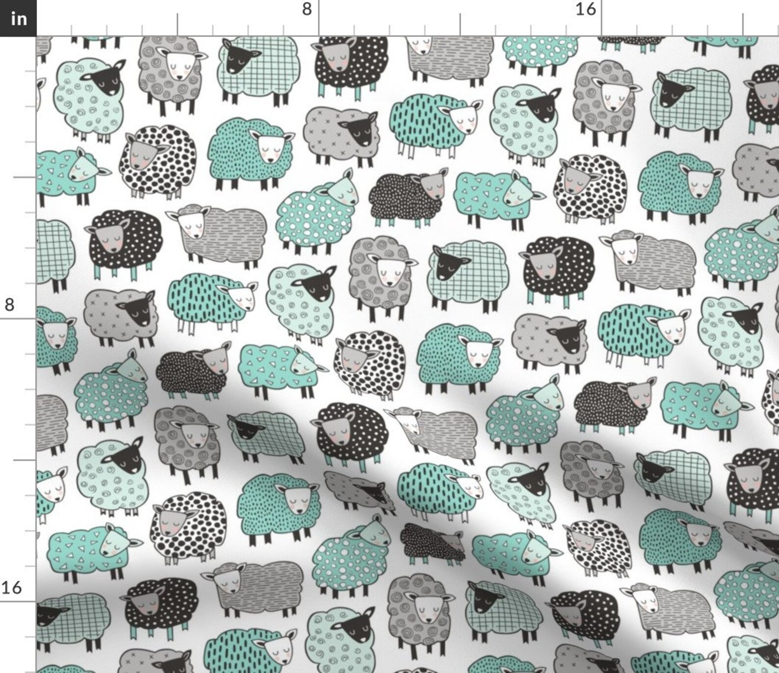 Geometric Sheep Fabric Sheep Geometric Patterned Black White - Etsy