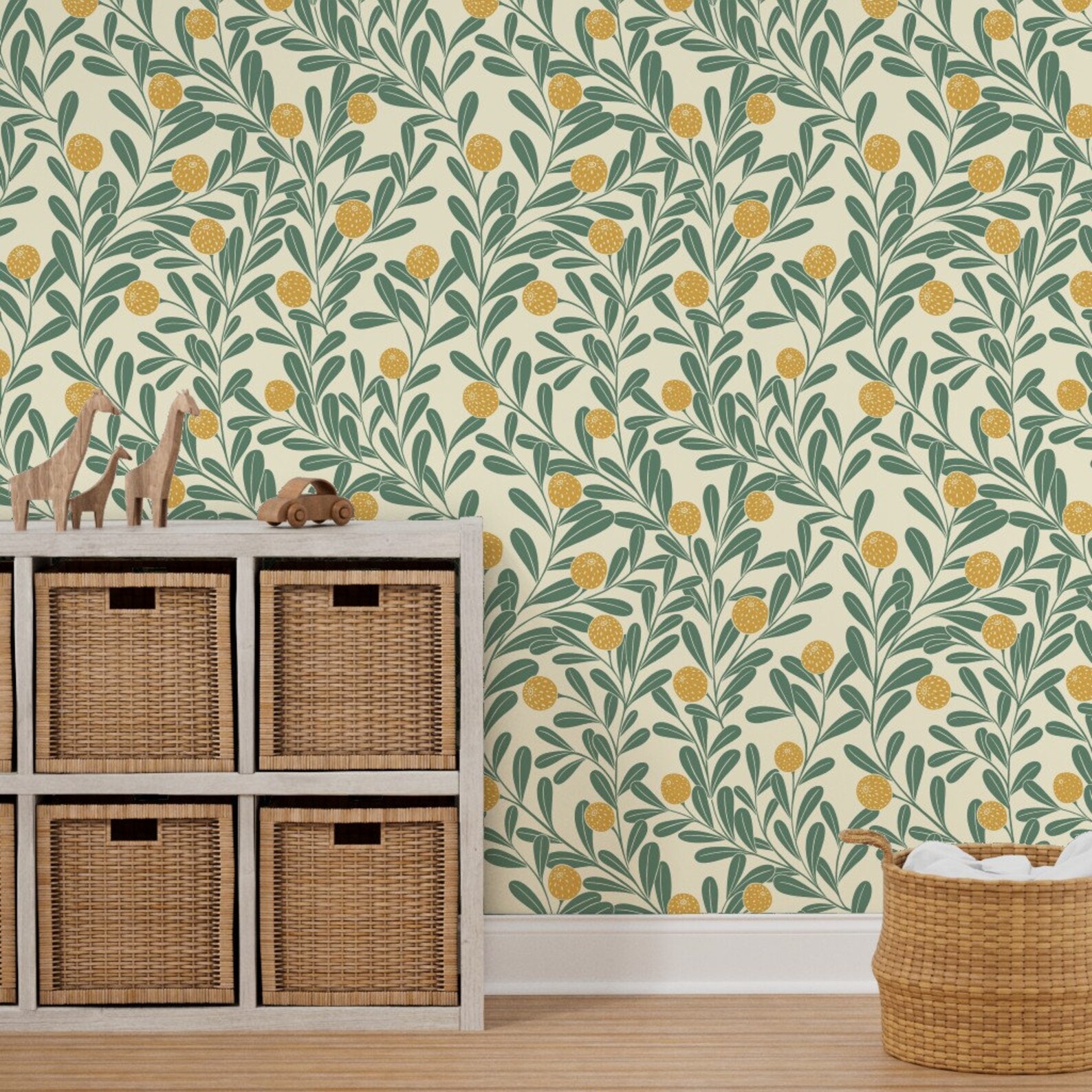 Citrus Vines Wallpaper Climbing Vines by Handypanda Green - Etsy