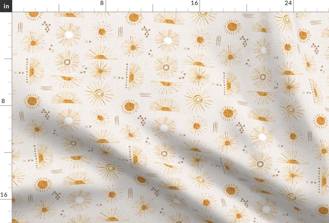 Sun Fabric - Sun Rays by Nouveau Bohemian - Beige Orange Summer Desert ...