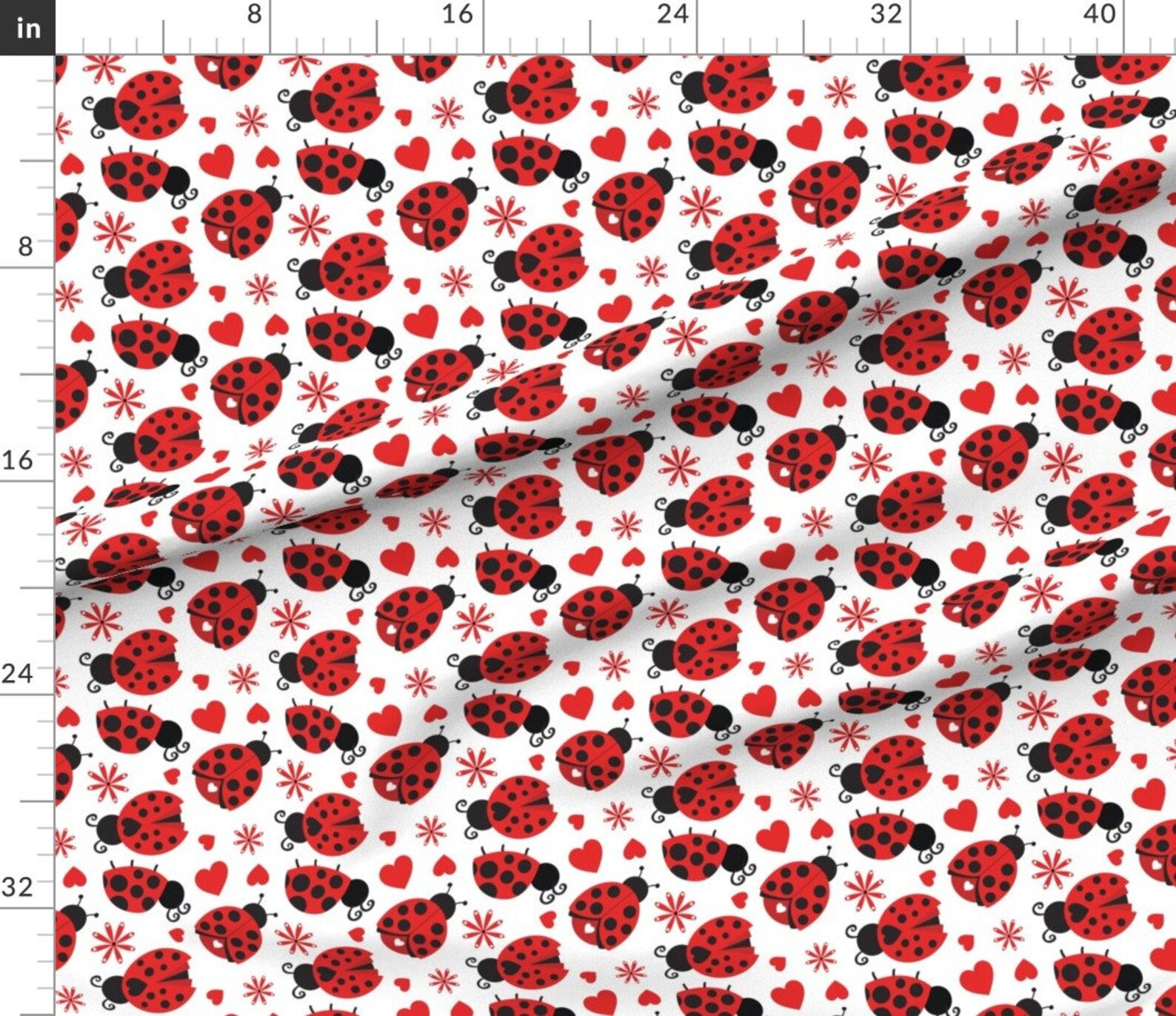 Ladybug Love Fabric Cute Ladybugs 08 by Prettygrafik | Etsy