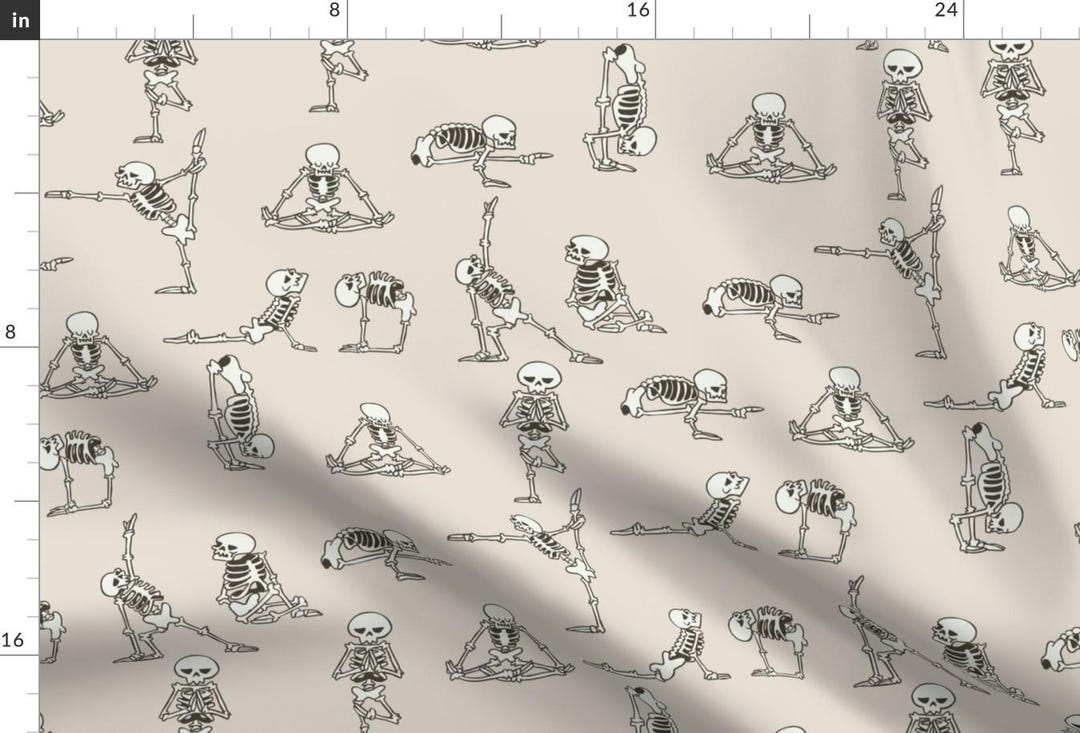 Skull Yoga Skeleton Illustration Fabric - Skeleton Yoga by Huebucket ...