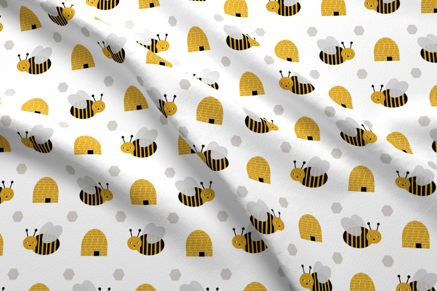 Beehive Fabric Bumble Bees and Bee Hives by Charlotte Winter | Etsy