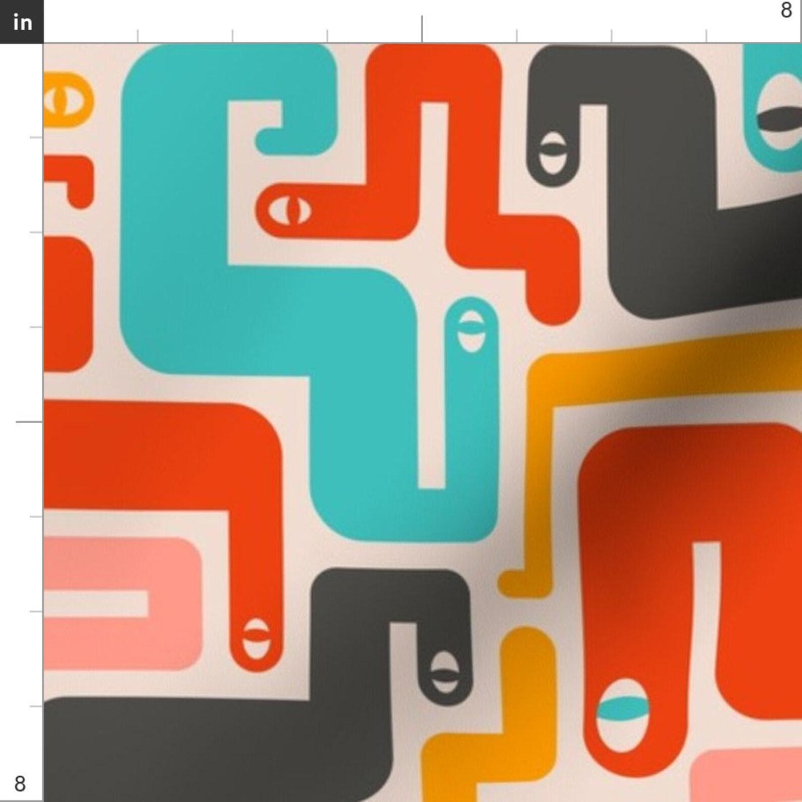 Retro Snake Fabric Mid Century Snake Pattern by Jackietahara - Etsy