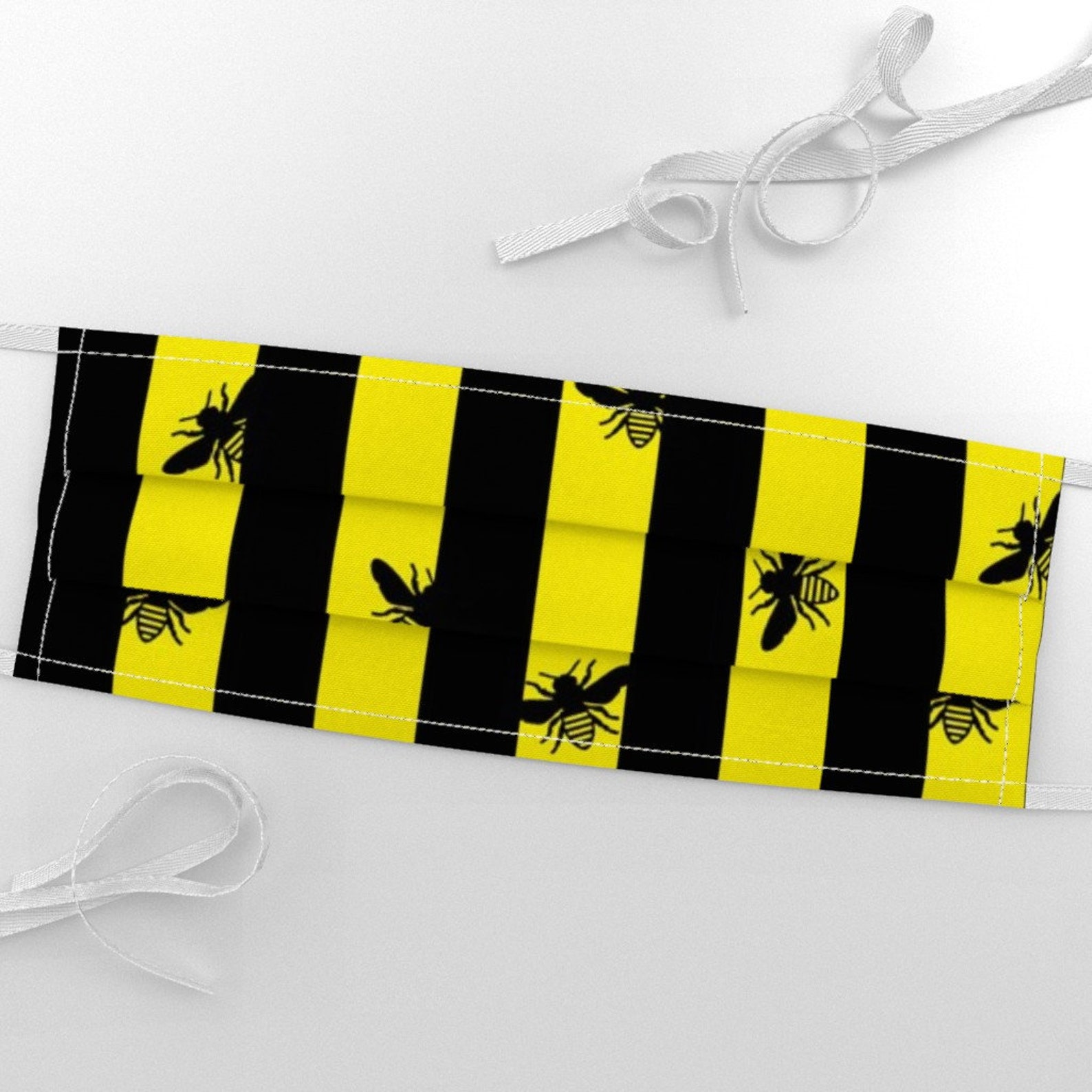 Bees Fabric Bee Stripe by Toothpanda Bee Yellow Black Bug | Etsy