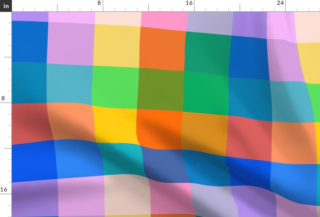 Bold Retro Check Apparel Fabric - Bright Color Block by Apricotbirch ...