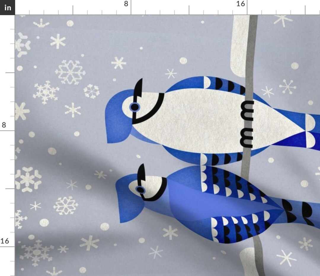 Blue Jay Birds Winter Fabric Winter Blue Jays Tea Towel By Jevaart Blue ...