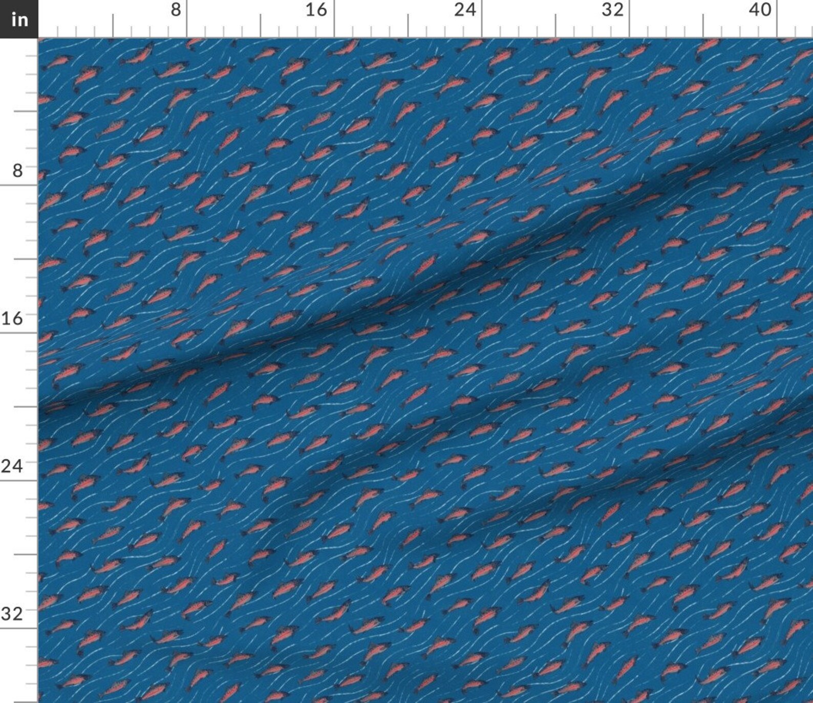 Salmon Fabric Upstream Salmon by Caleb Luke Lin Salmon - Etsy