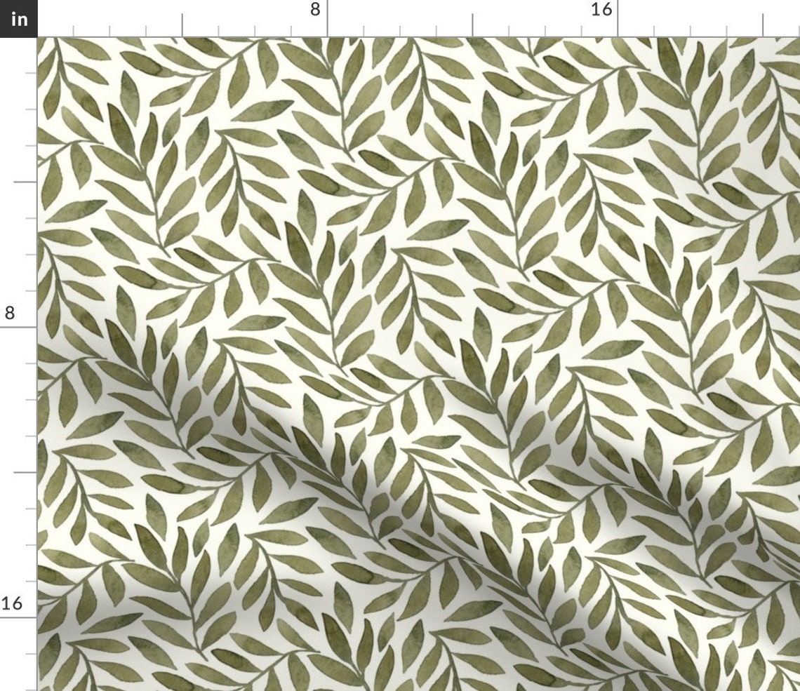 Leafy Green Fabric Green Leaves on Ivory by Bluebirdcoop - Etsy