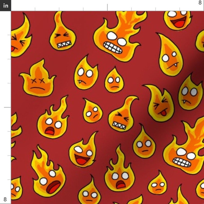 Fire Flame Faces Fabric Funky Flames by Amber Morgan Fire - Etsy