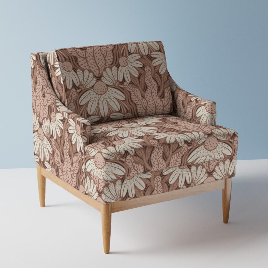 Whimsical Floral Upholstery Fabric- Daisy Elegance Large by Graf_katz ...