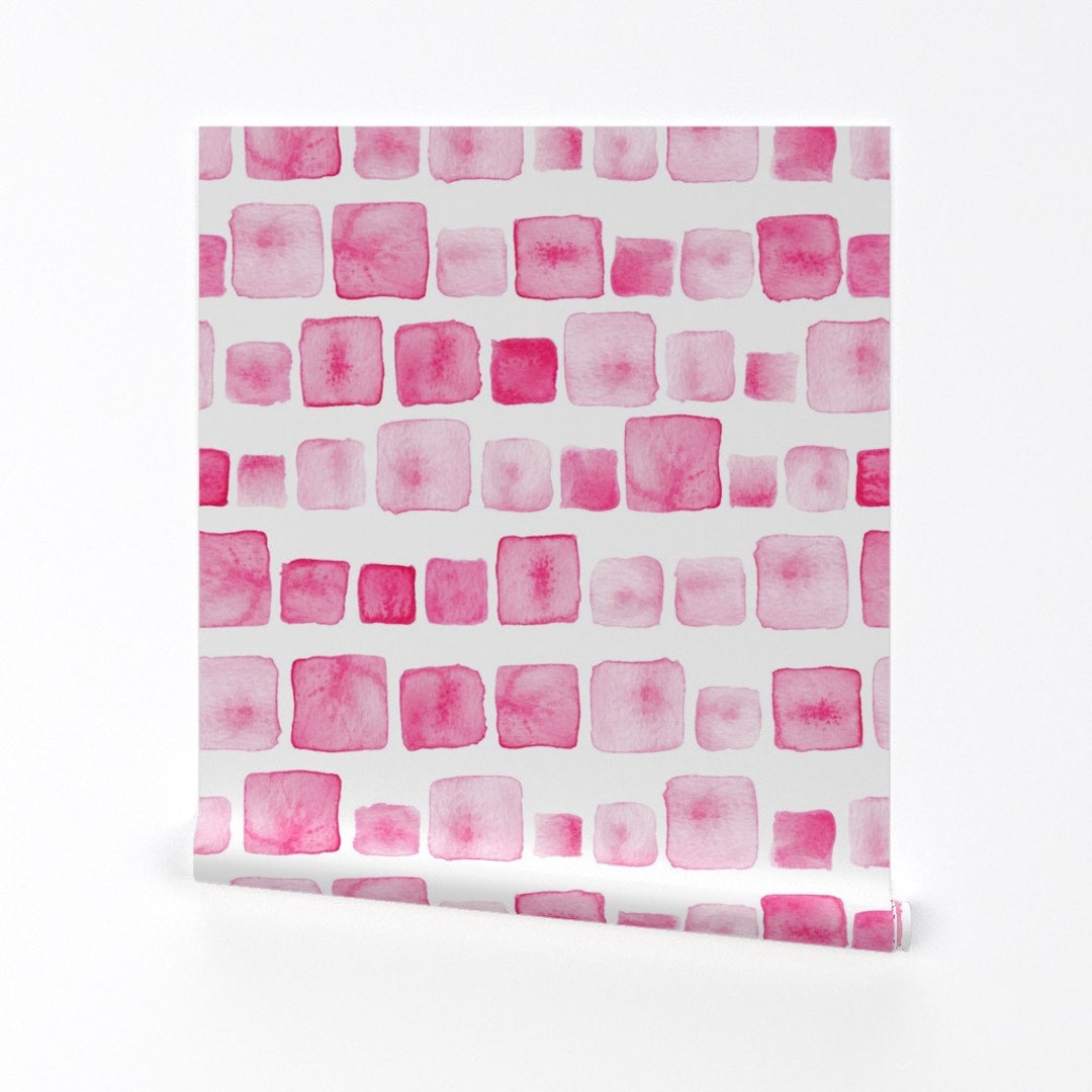 Pink Squares Wallpaper - Pink Squares by Anya D - Pink White Squares ...