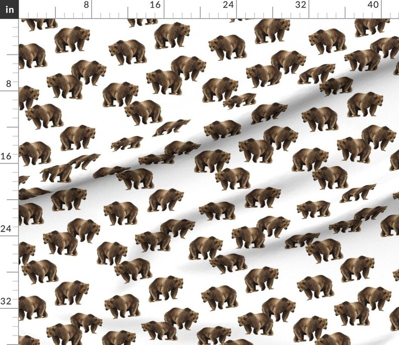 Bear Fabric Grrrizzly Bears by Taraput Grizzly Bear Brown - Etsy
