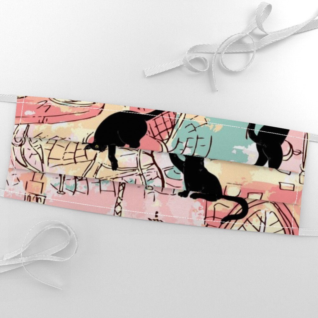 Pastel Cafe Fabric Black Cat Caffe by Emikundesigns Pastel | Etsy