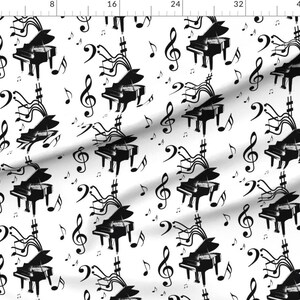 Black and White Piano Fabric Piano Music by Leahvanlutz Black and White ...