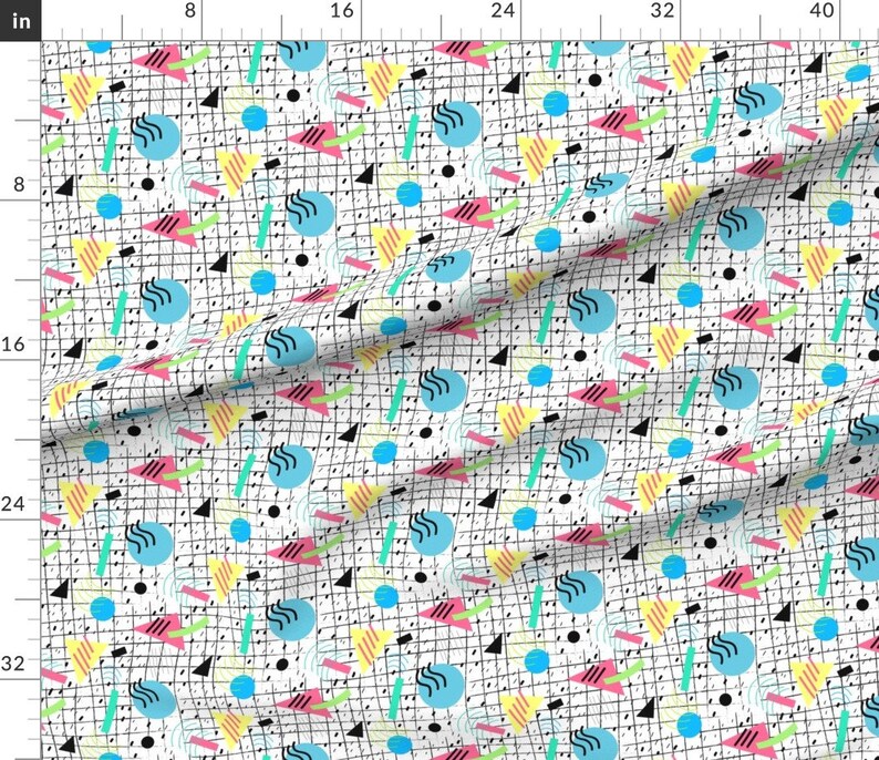 Geometric Fabric Memphis Style Vibes light by Hollybender - Etsy