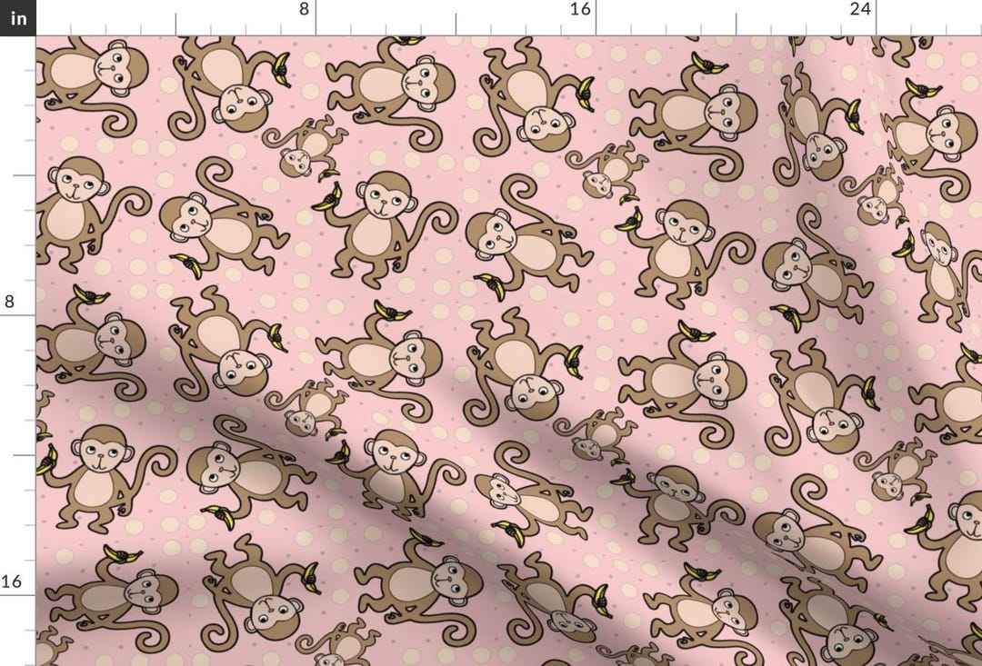 Monkey Fabric Monkey Polka Dot Pink by Stephanierae Ca Monkey Pink ...