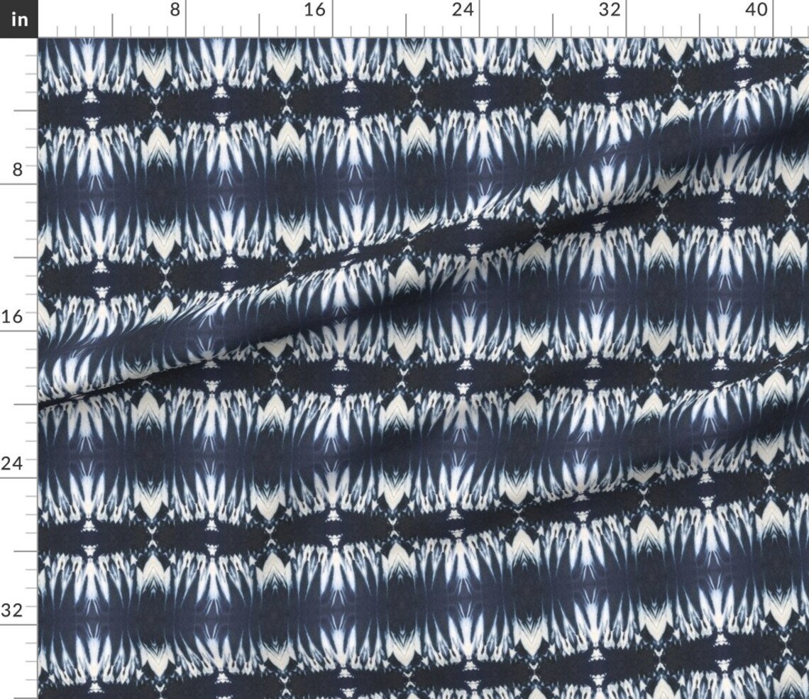 Navy Blue Acid Wash Design White Fabric Denim Reverse | Etsy