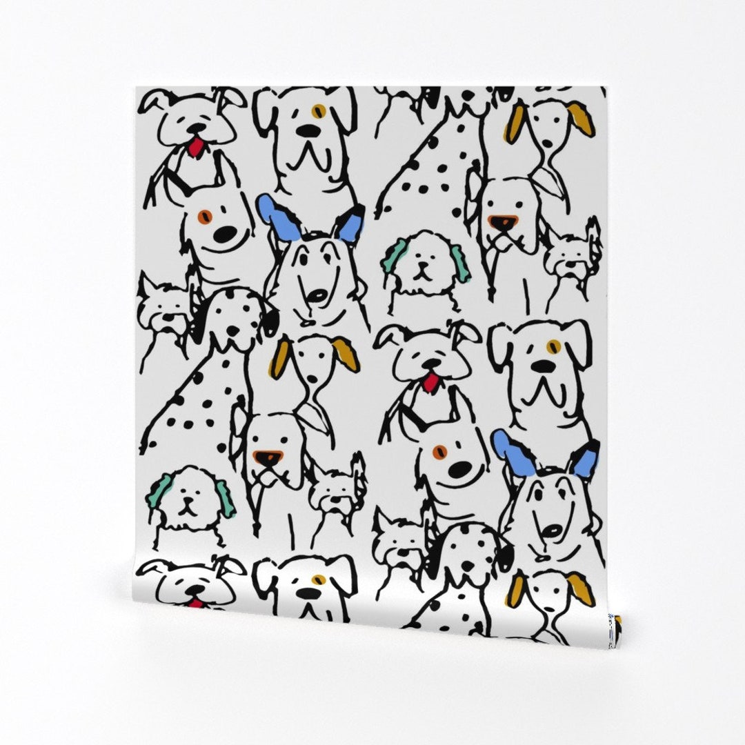 Whimsical Dogs Wallpaper Color Pop Dogs by Shellyturnerdesigns Puppy ...