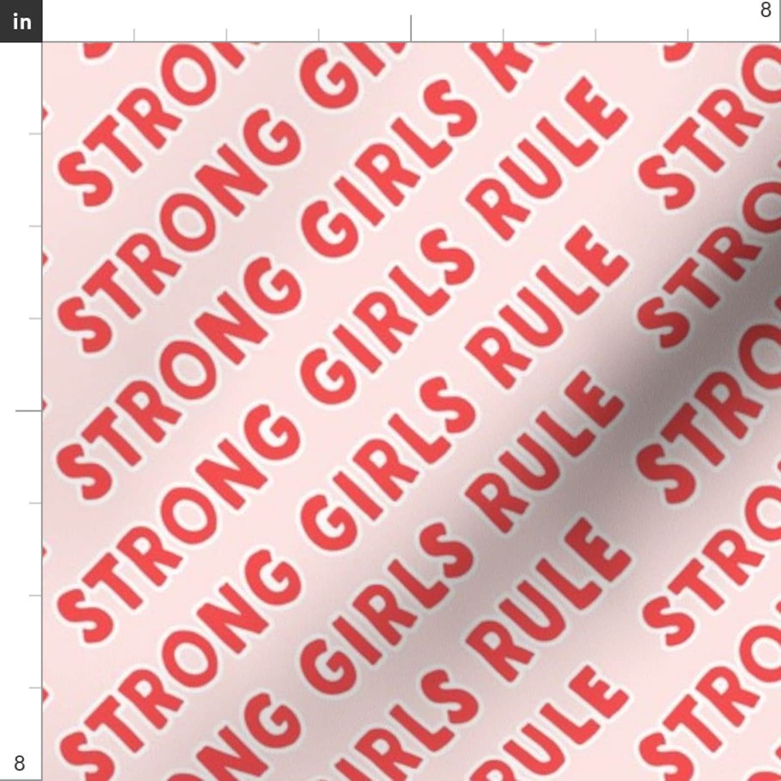 Strong Girls Rule Fabric Strong Girls Rule Pink And Red By | Etsy