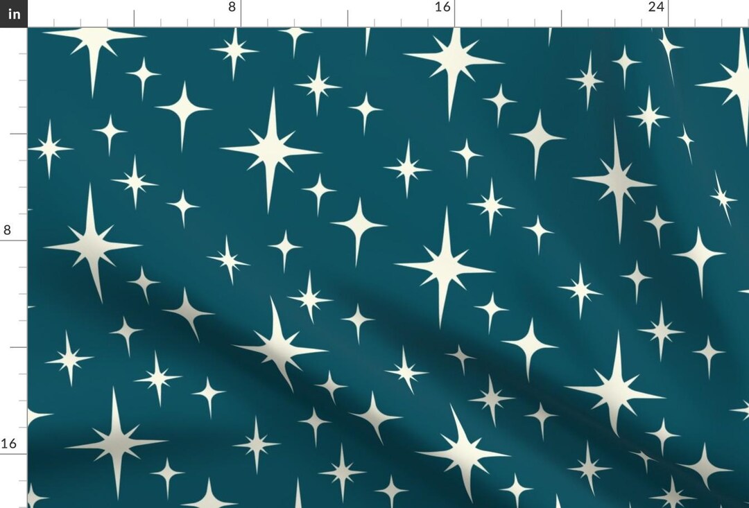Mod Stars Teal Apparel Fabric - Mod Atomic Blue by Roofdog_designs ...