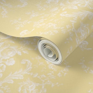 Rococo Wallpaper Faded Rococo Roses by Lilyoake Yellow White 18th ...