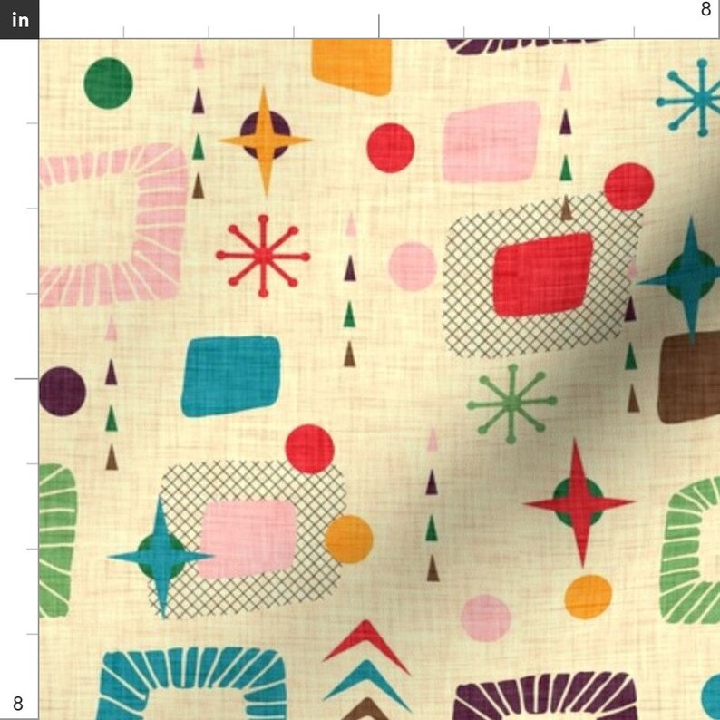 Retro 1950s Fabric 1950s Atomic Pattern Small by Bruxamagica - Etsy