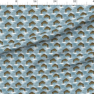 Bass Fabric Bass Fishing by Chiral Bass Fish Ocean Lake Camping Vintage ...