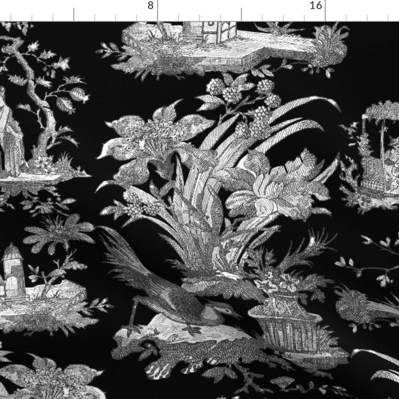 Black Toile Fabric - Etsy