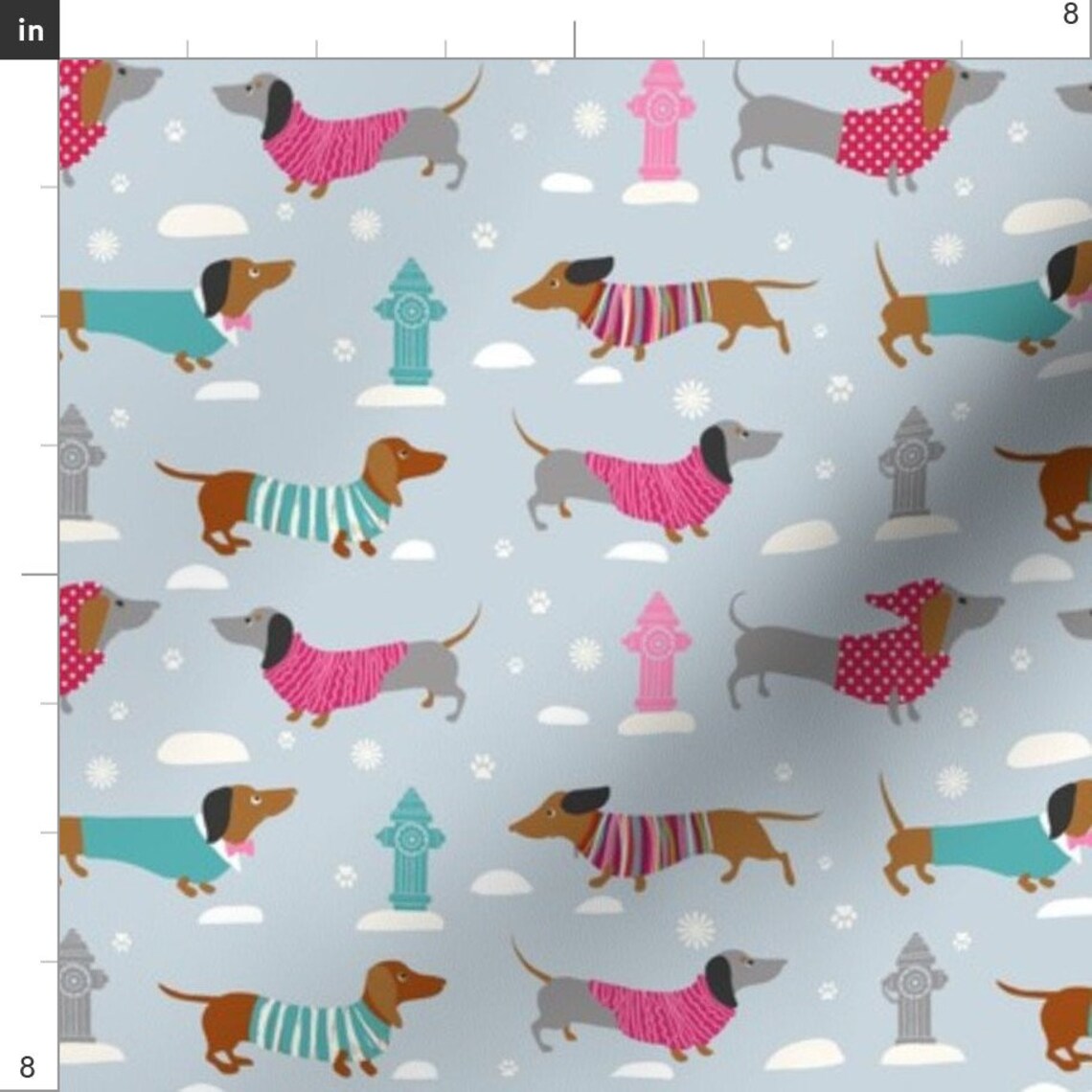 Dachshund Fabric Dachshund Pattern by Chulabird Cute Dogs | Etsy