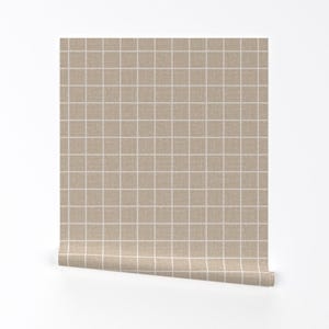 Modern Tan Grid Wallpaper Timeless Grid by Erin__kendal Neutral ...