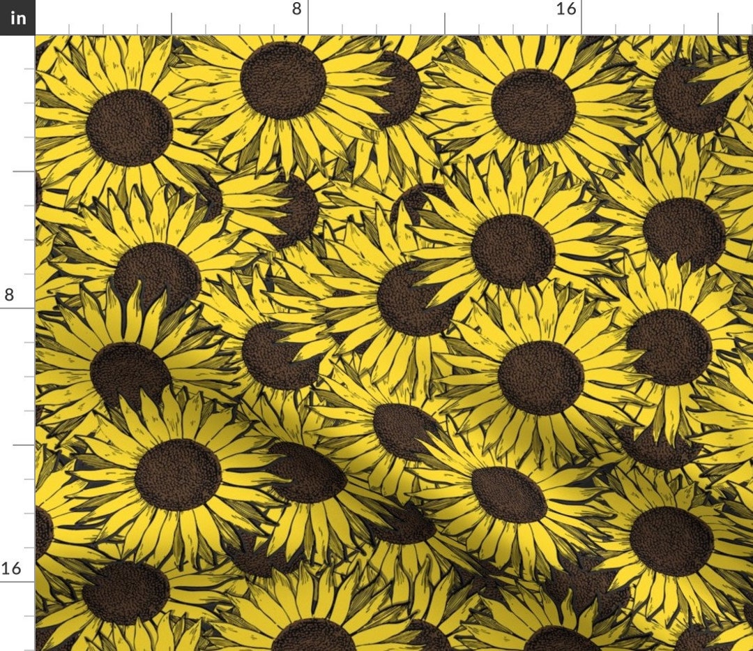 Sunflower Fabric Piles of Sunflowers by B0rwear Sunflower - Etsy