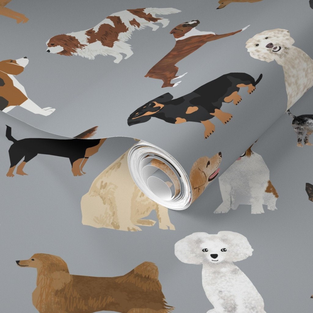 Dogs Wallpaper Gray Cute Dog Breed Design by Petfriendly - Etsy Canada