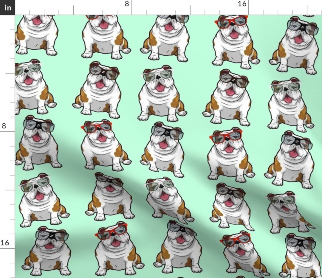 Hipster Bulldogs Fabric Bulldog Cool by Floramoon Designs Bulldogs Pets ...