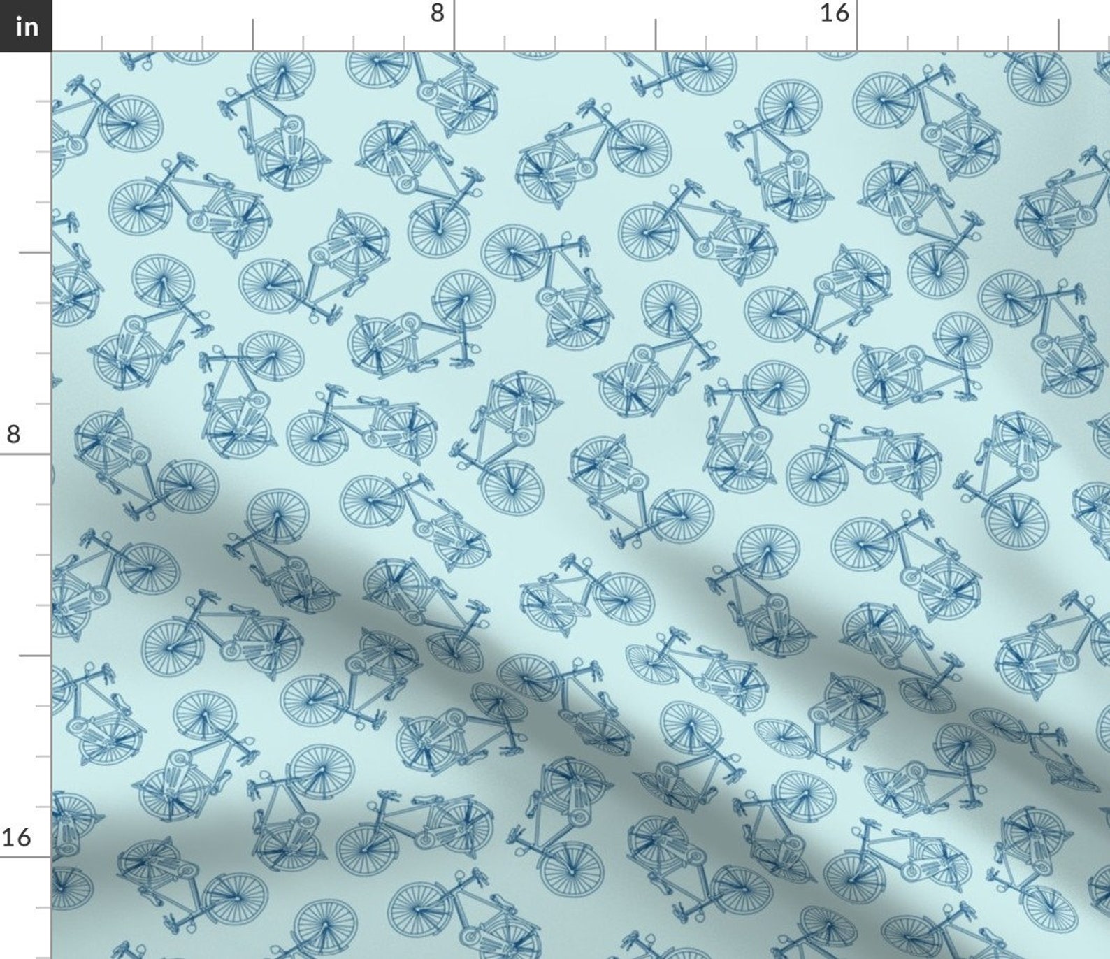 Blue Hipster Bike Fabric Bikes Blue by Curious Nook | Etsy